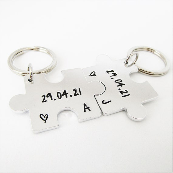 Couples Keyring Set Personalised Special Dates Keychain | Etsy