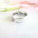 Hidden Message Ring, Handstamped Aluminium 6mm Cuff Ring, Personalised ...