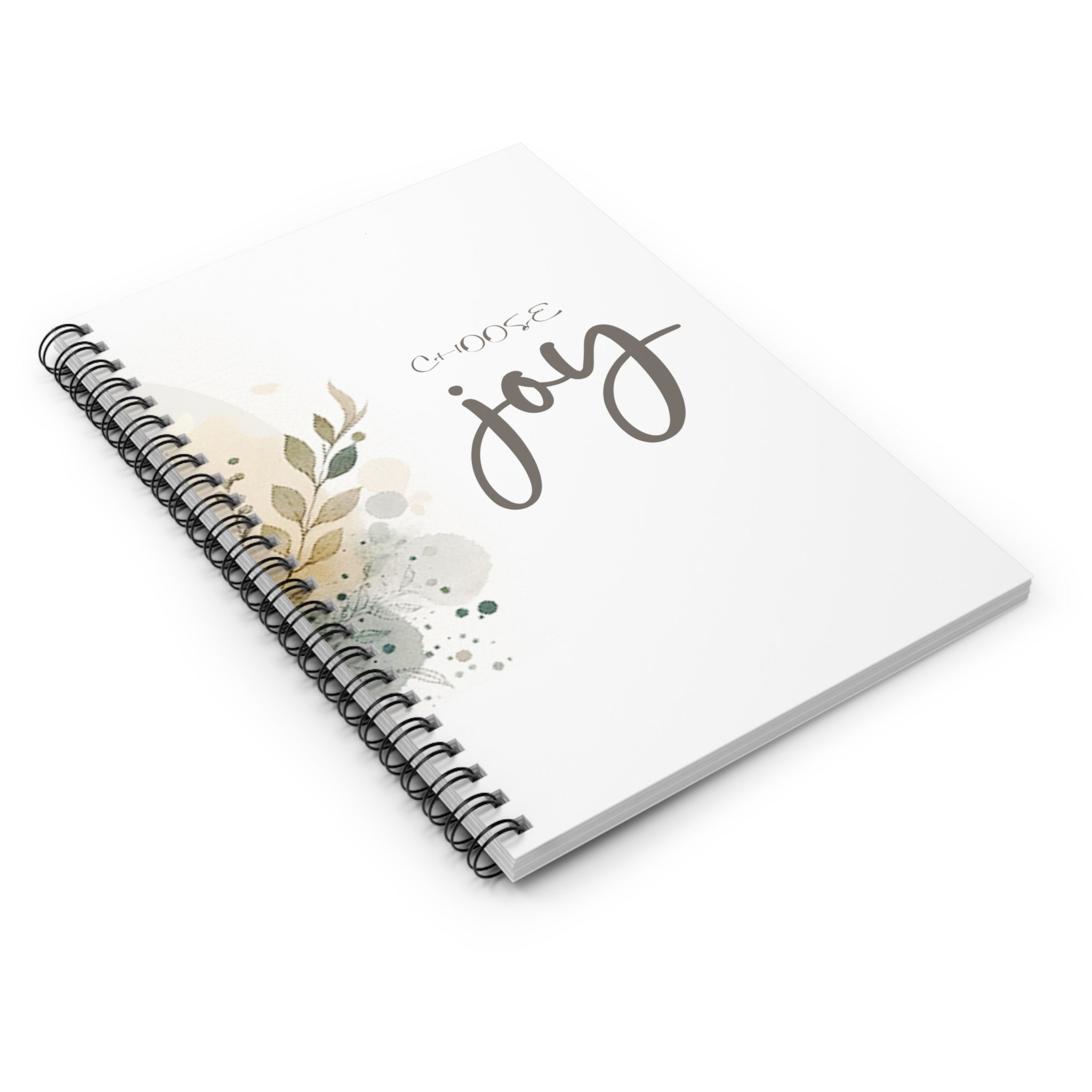 Choose Joy Journal, Botanical Watercolor Design, Inspirational Coiled ...