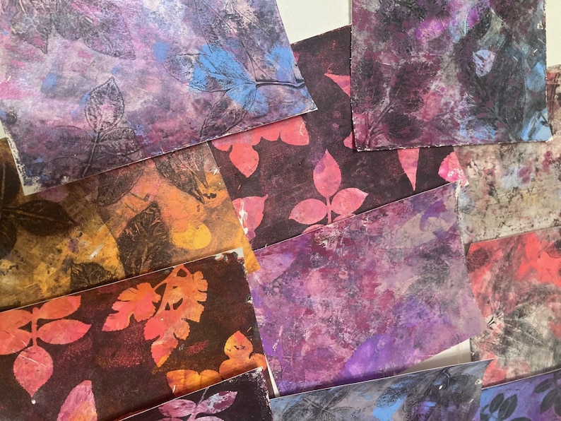 Multicolor Botanical Collage Paper, Mixed Media Paper Pack, Hand ...
