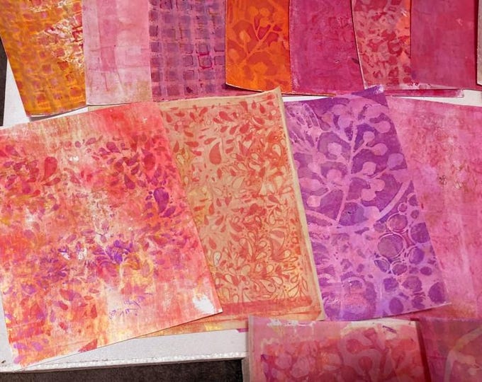 Hand Painted Collage Papers, Gelli Print Paper Pack, Mixed Media ...