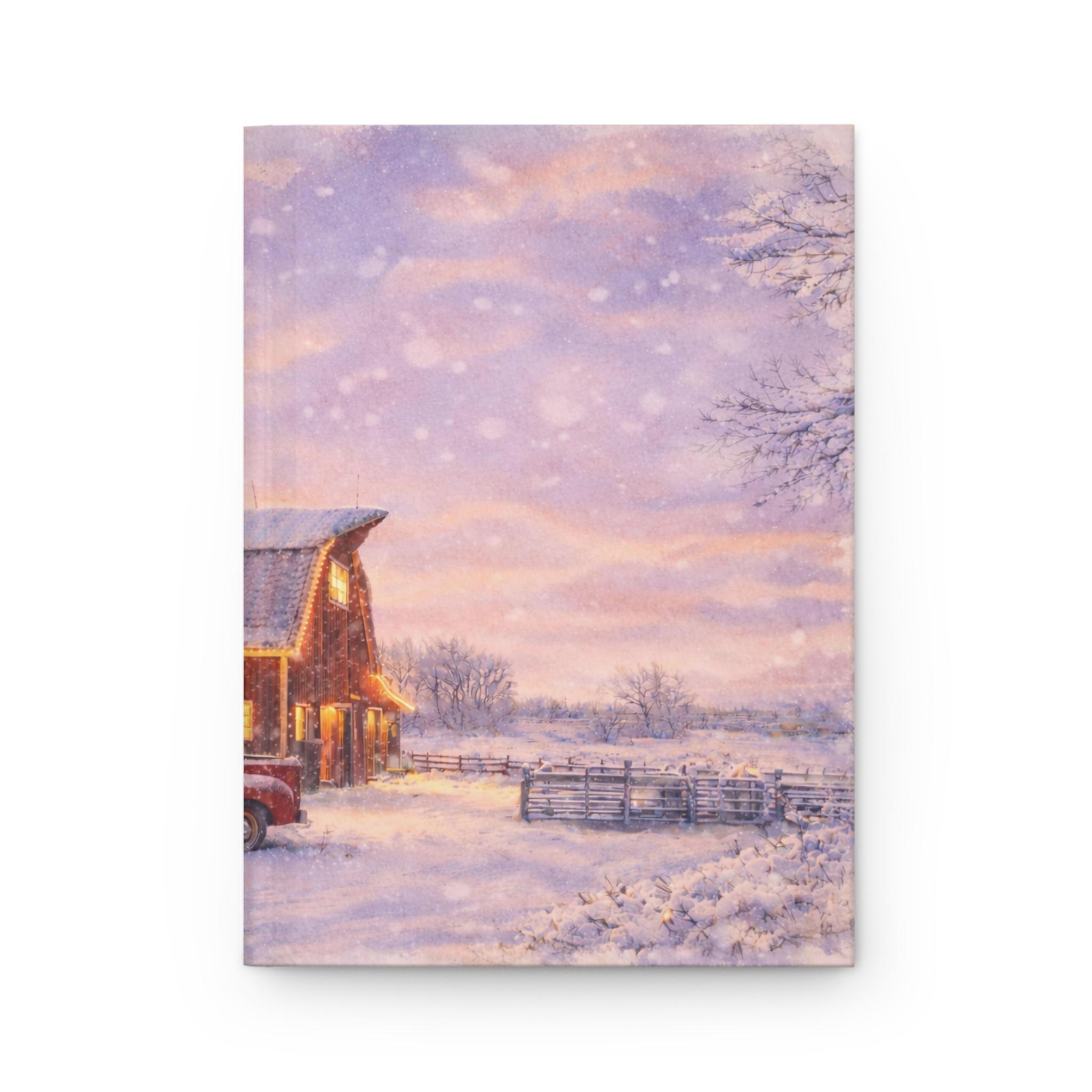 Winter Farmhouse Journal, Christmas Barn Hardcover Notebook, Cozy ...