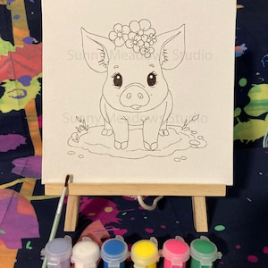 Cute Pig Paint Kit | Beginner Canvas Painting Kit | Relaxing DIY Art ...
