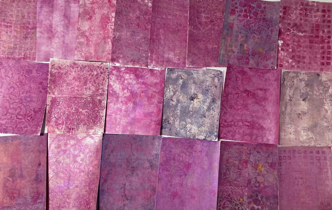 20 Pink Textures, Gelli Papers, Hand-painted Collage Paper, Gelli ...