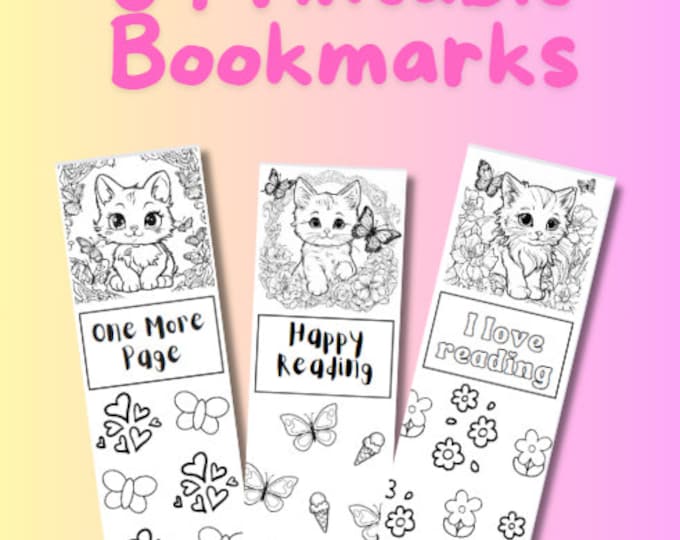 Kitten Bookmark, Coloring Bookmarks, Cat Lover Gift for Kids, Classroom ...