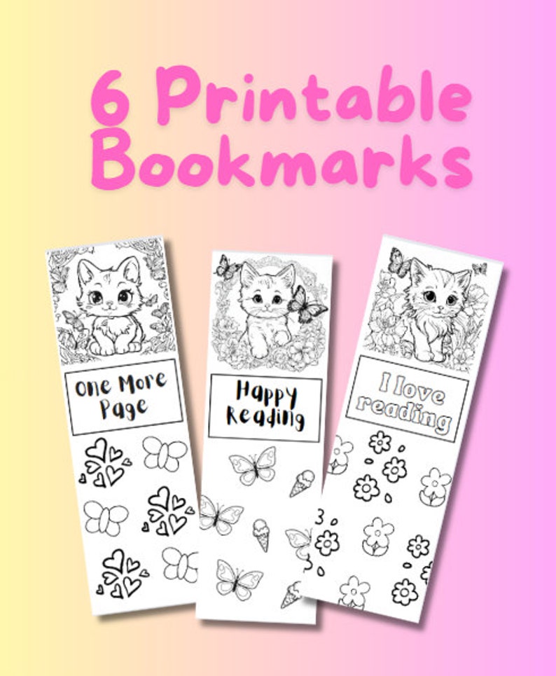 Kitten Bookmark, Coloring Bookmarks, Cat Lover Gift for Kids, Classroom ...