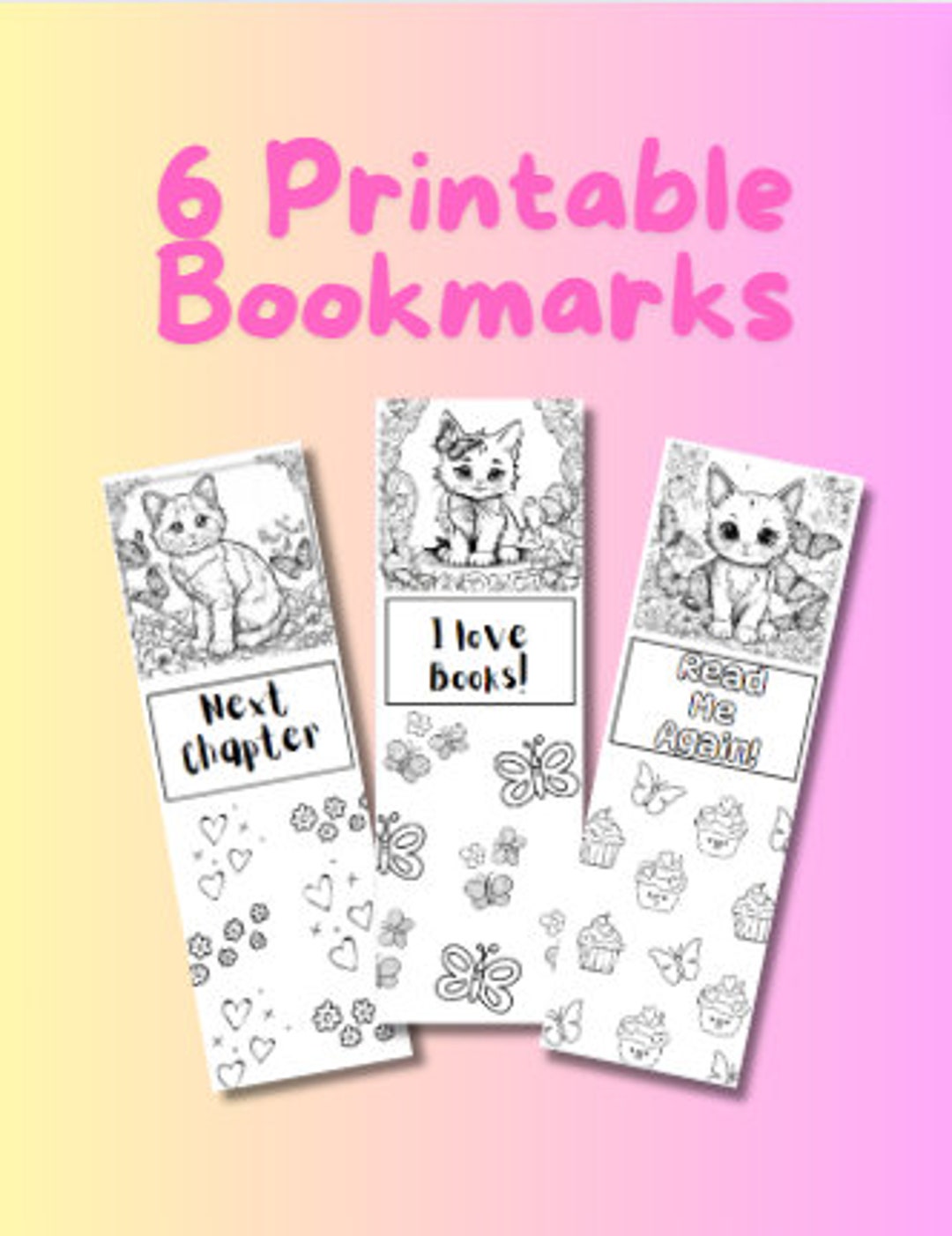 Kitten Bookmark, Coloring Bookmarks, Cat Lover Gift for Kids, Classroom ...