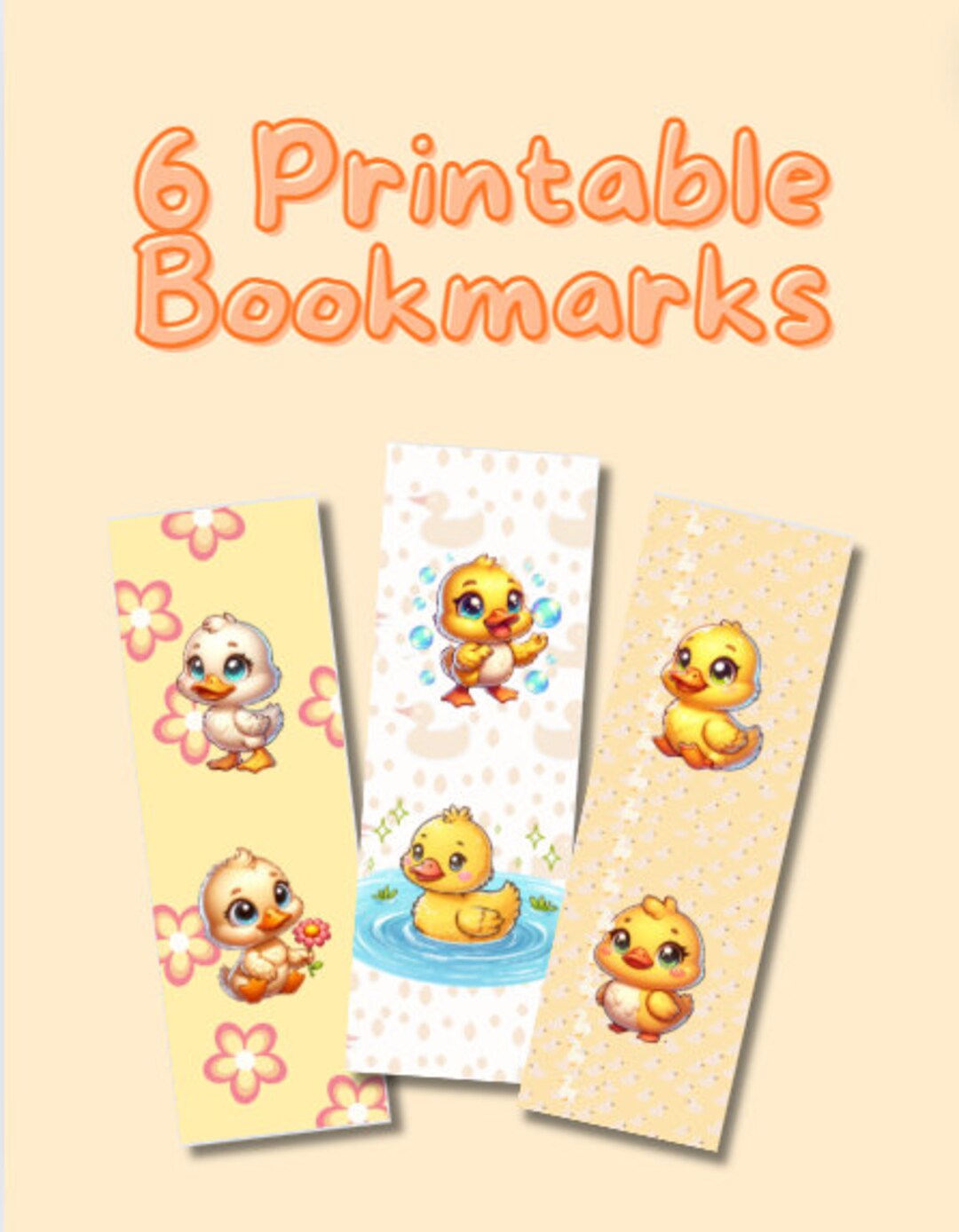 Cute Duck Bookmarks, Adorable Baby Duck Bookmarks, Fun Kids' Bookmarks ...