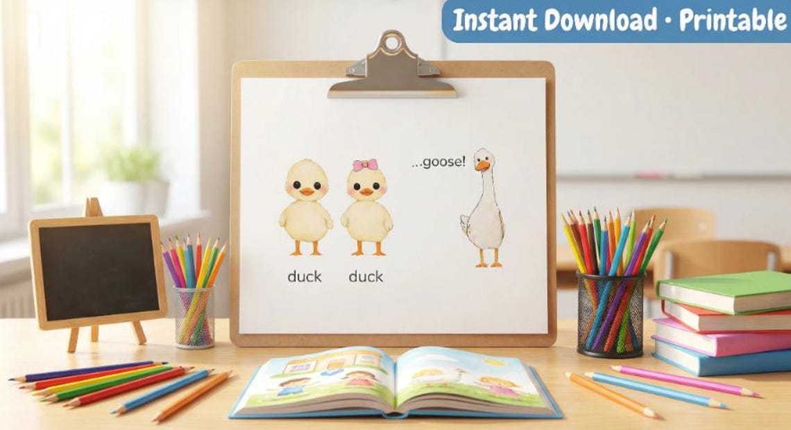 Duck Duck Goose Classroom Sign Printable, Whimsical Teacher Wall Art ...