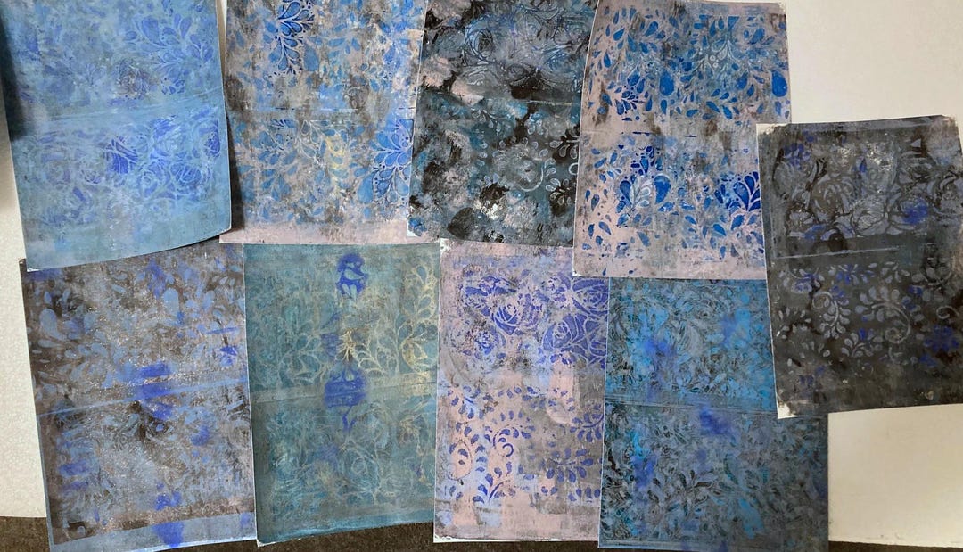 Collage Paper Kits, Mixed Media, Hand Painted Papers, Gelli Collage ...