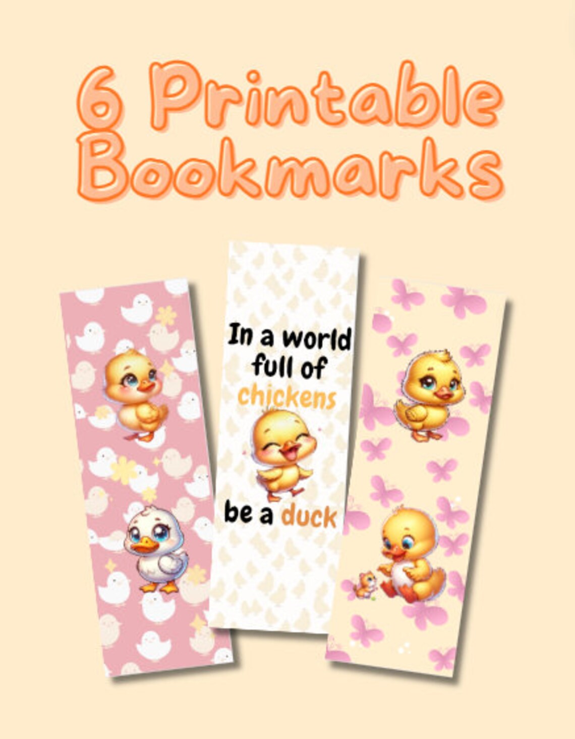 Cute Duck Bookmarks, Adorable Baby Duck Bookmarks, Fun Kids' Bookmarks ...