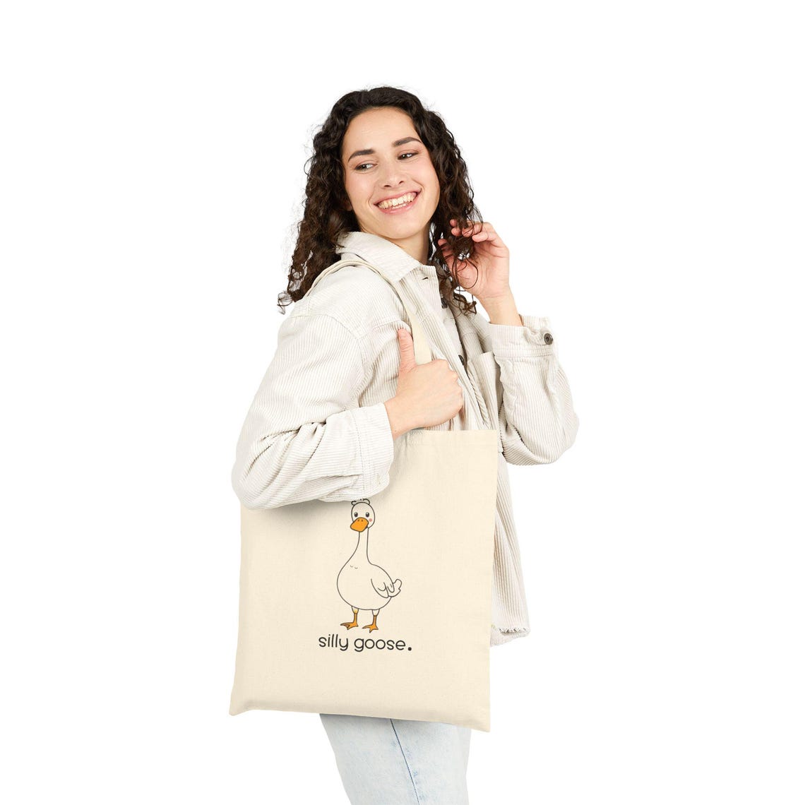 Silly Goose Tote Bag, Funny Goose Canvas Tote, Cute Animal Book Bag ...