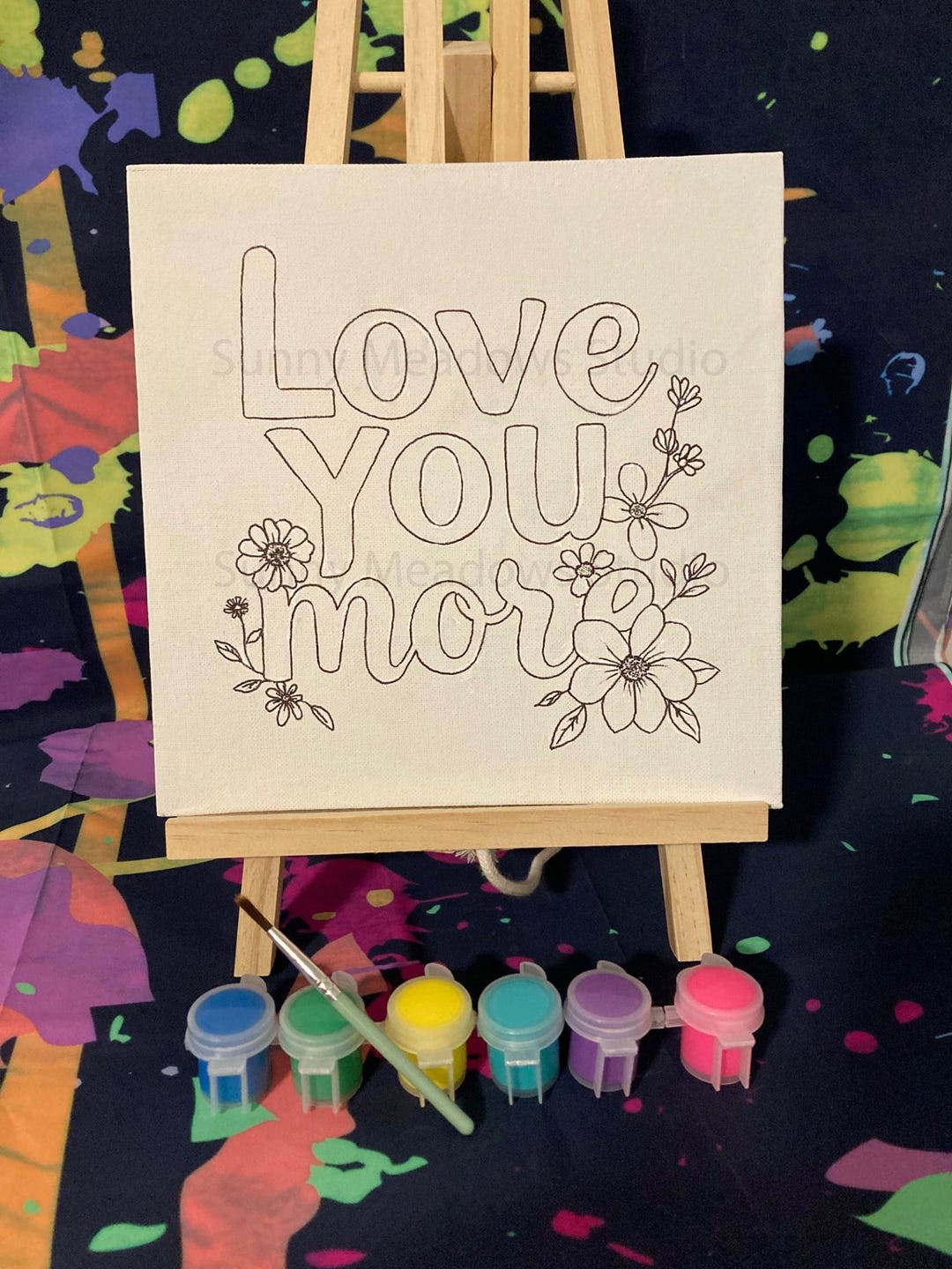 Paint Your Own Canvas Kit for Kids, Love You More Floral Canvas, DIY ...
