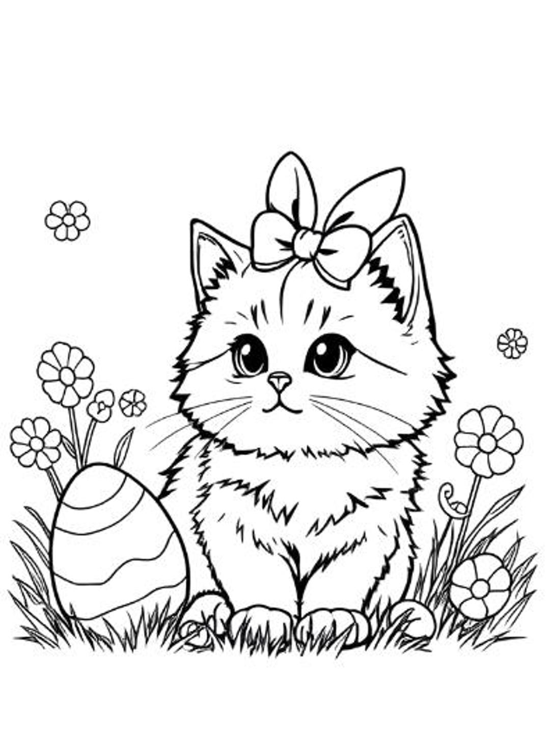 20 Cute Kitty Easter Coloring Pages, Cute Cat Coloring Pages, Kitty ...