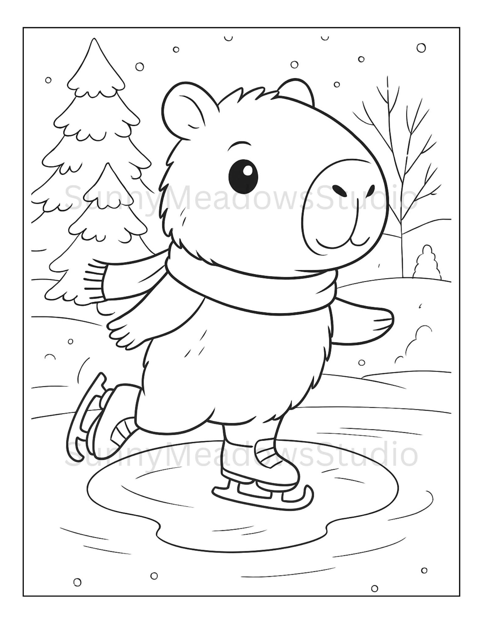 30 Cute Capybara Coloring Pages for Kids, Capybara Printable Activity ...