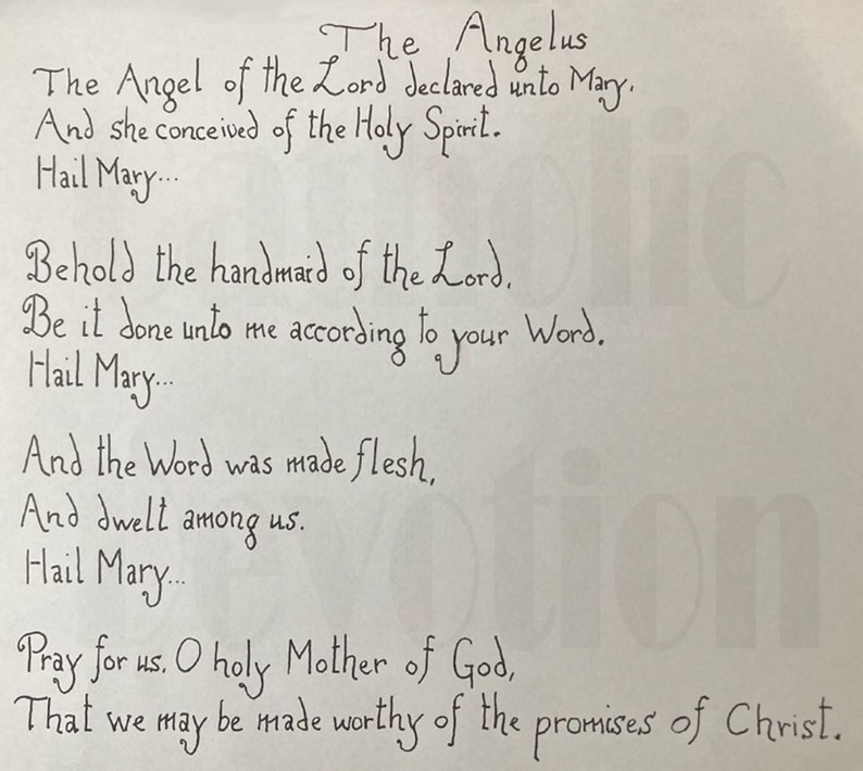 Angelus Prayer Calligraphy Handwritten, INSTANT DOWNLOAD, Angelus ...