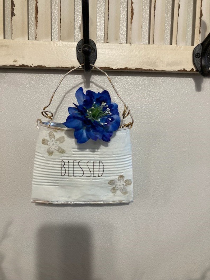 Tin Can Planter, Tin Can Pocket Posey, Pocket Posey Planter, Upcycled ...