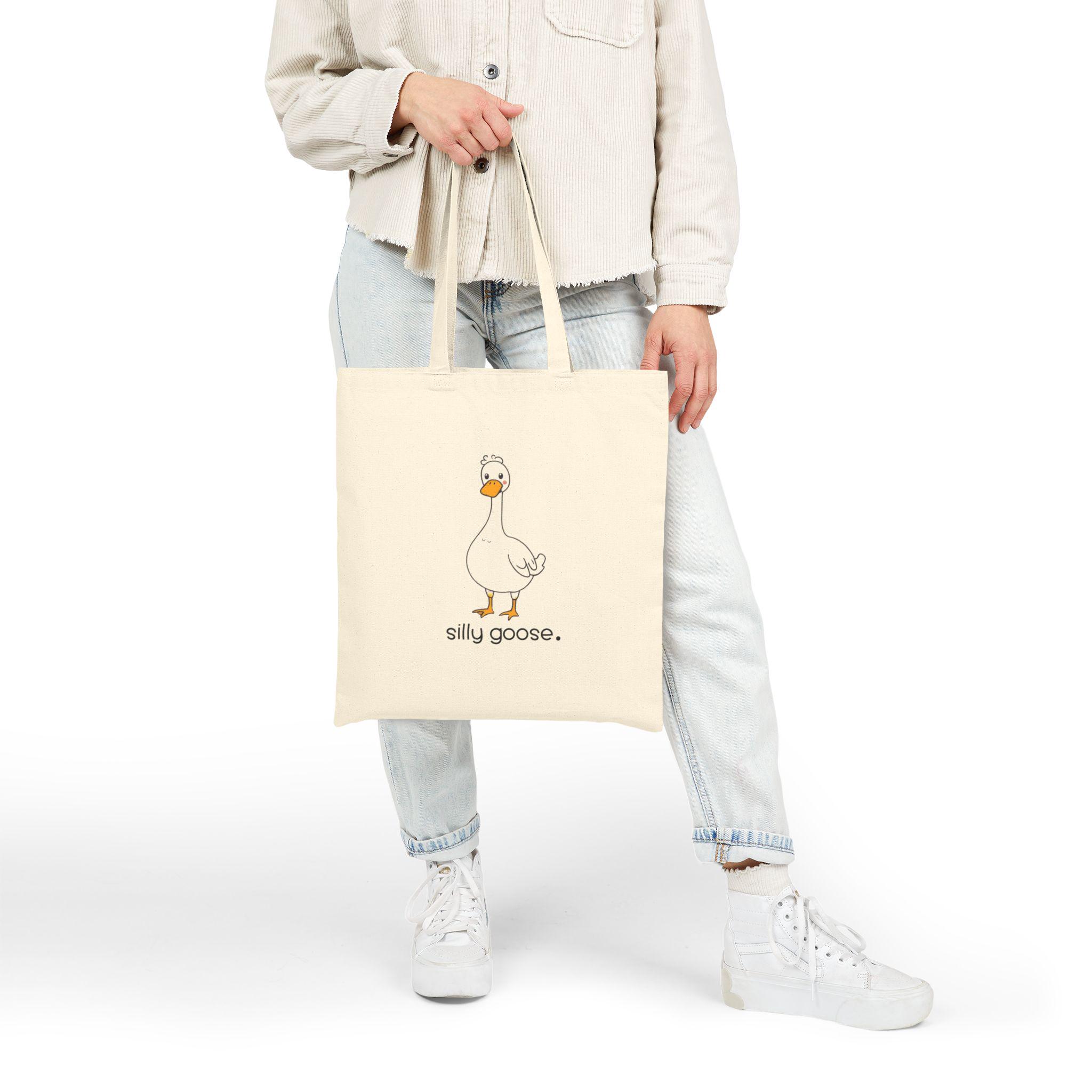 Silly Goose Tote Bag, Funny Goose Canvas Tote, Cute Animal Book Bag ...