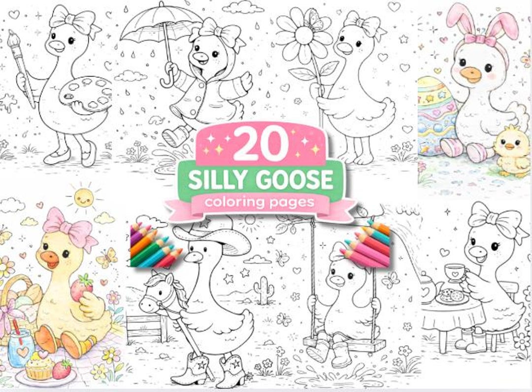 Silly Goose Coloring Pages for Kids: 20 Cute Goose Coloring Sheets ...