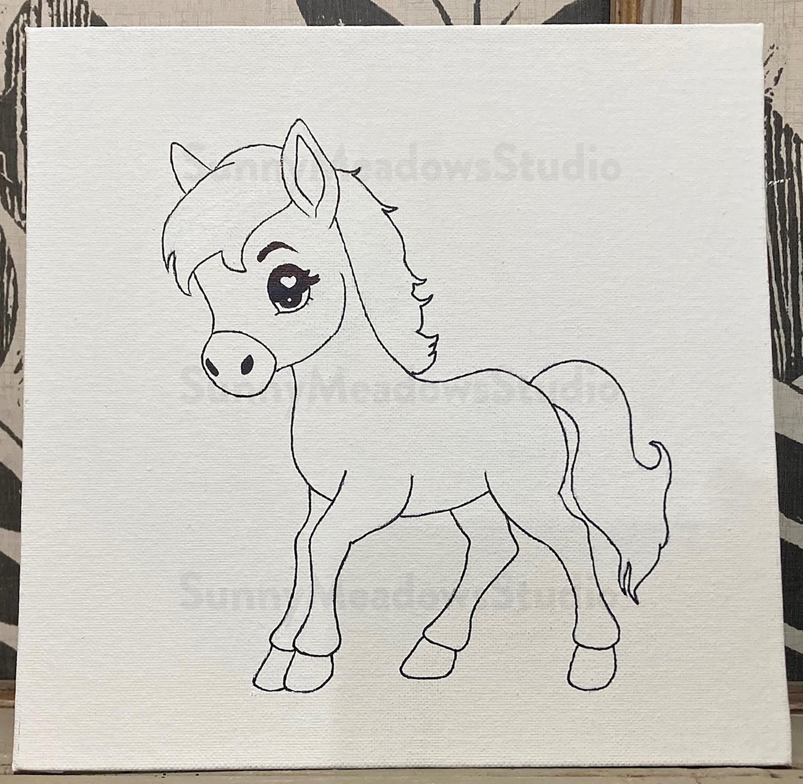 Pony Paint Canvas, Kids Birthday Party DIY, Horse and Farm Animal ...