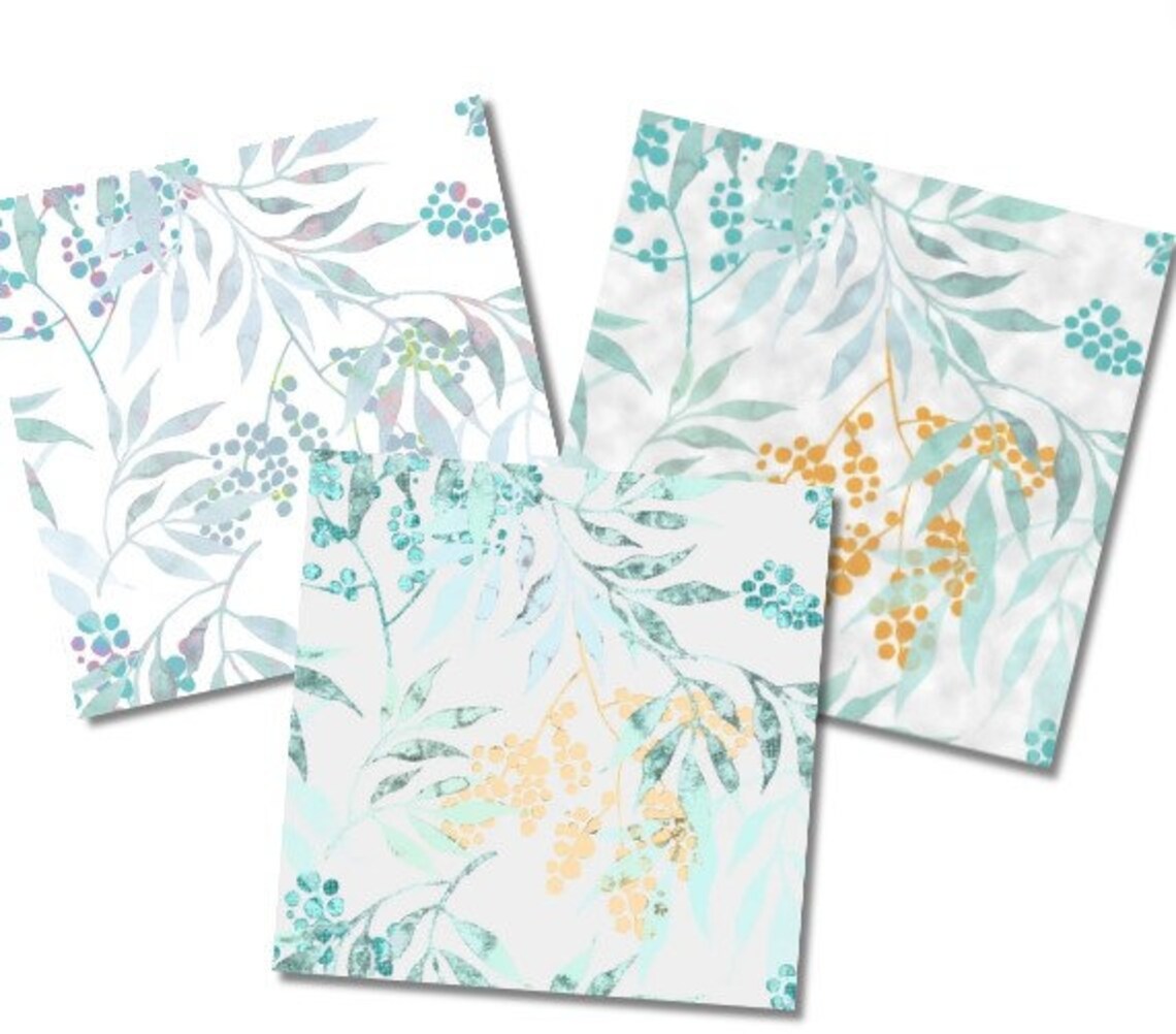 Leaves and Berries Digital Background Papers | Leaves and Berries ...