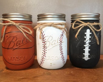 Sports Mason Jar Set - Etsy