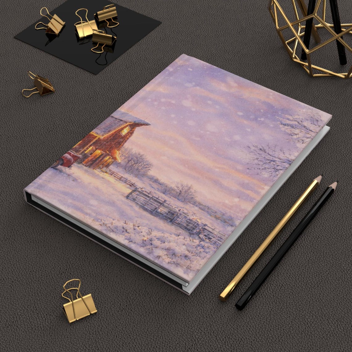 Winter Farmhouse Journal, Christmas Barn Hardcover Notebook, Cozy ...
