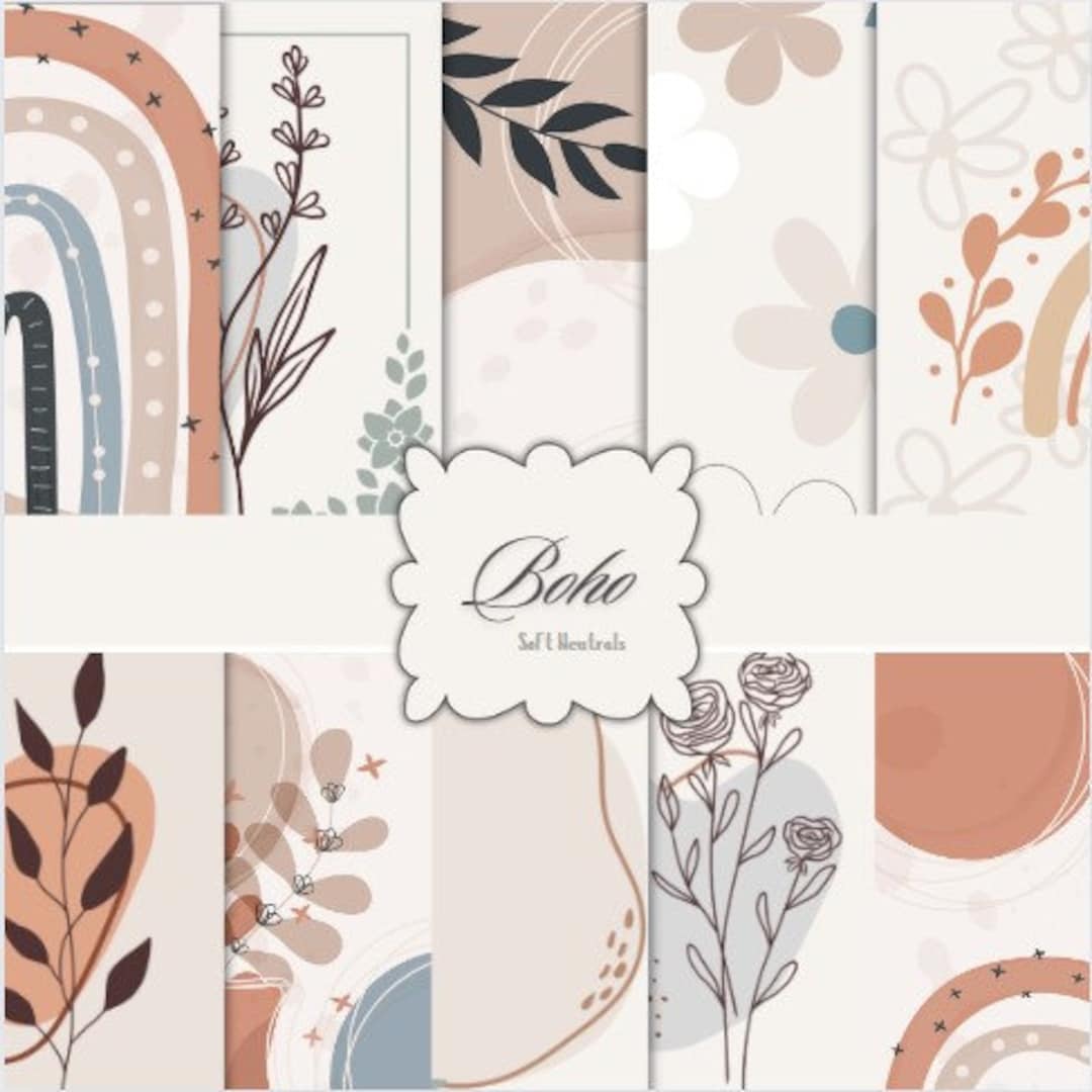 Neutral Boho Floral Digital Paper – Seamless Botanical Pattern (digital ...
