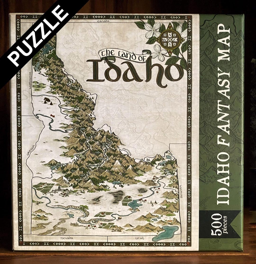Idaho State Fantasy Map Puzzle - 500 Piece Puzzle - Map Art - Fantasy ...