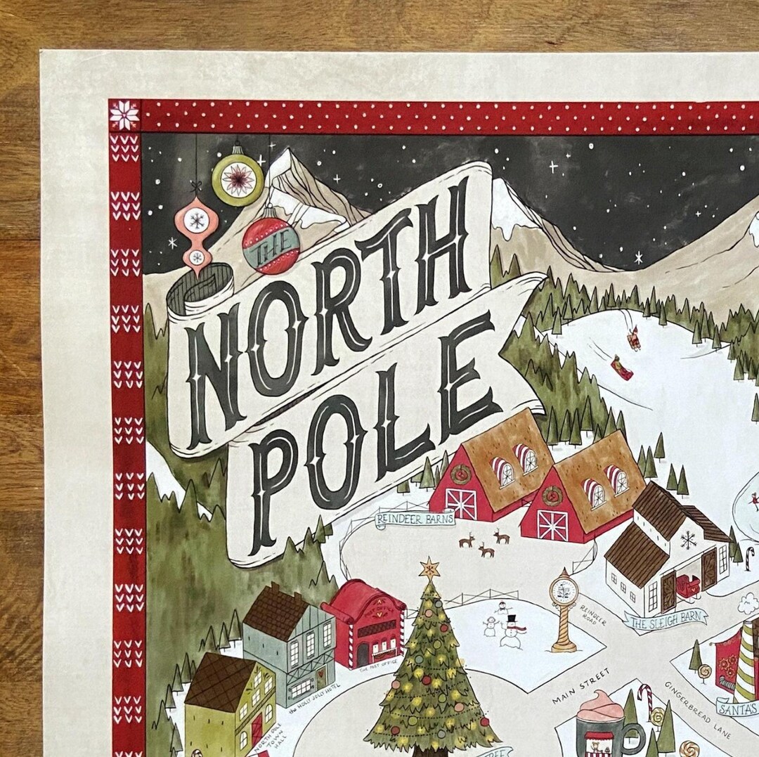 Hand-drawn North Pole Map Print: Fantasy Style Art (11x14 or 16x20) - Etsy