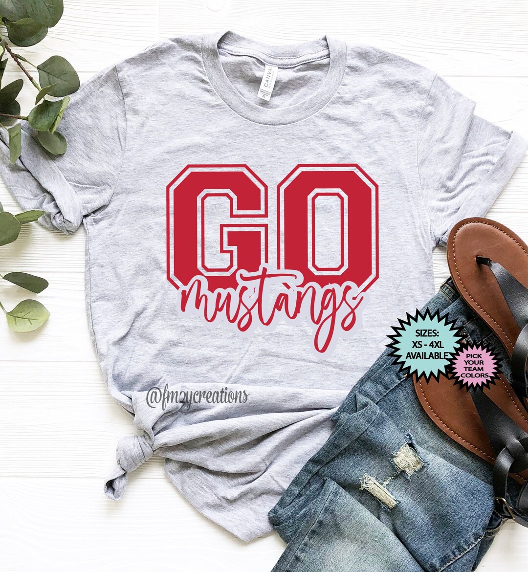 GO MUSTANGS Shirt | Mustangs Football Tee | Baseball Shirt | Football ...
