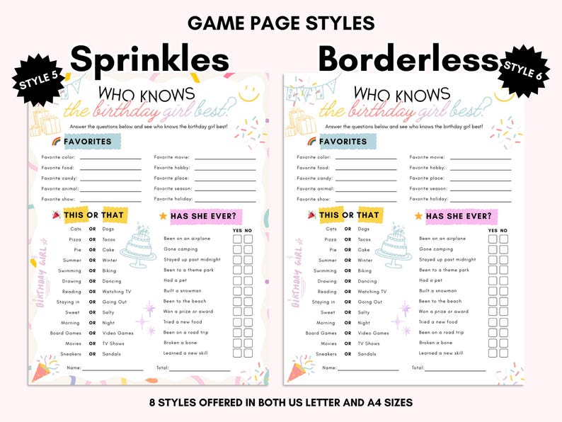 Who Knows the Birthday Girl Game, Printable Birthday Party (canva ...
