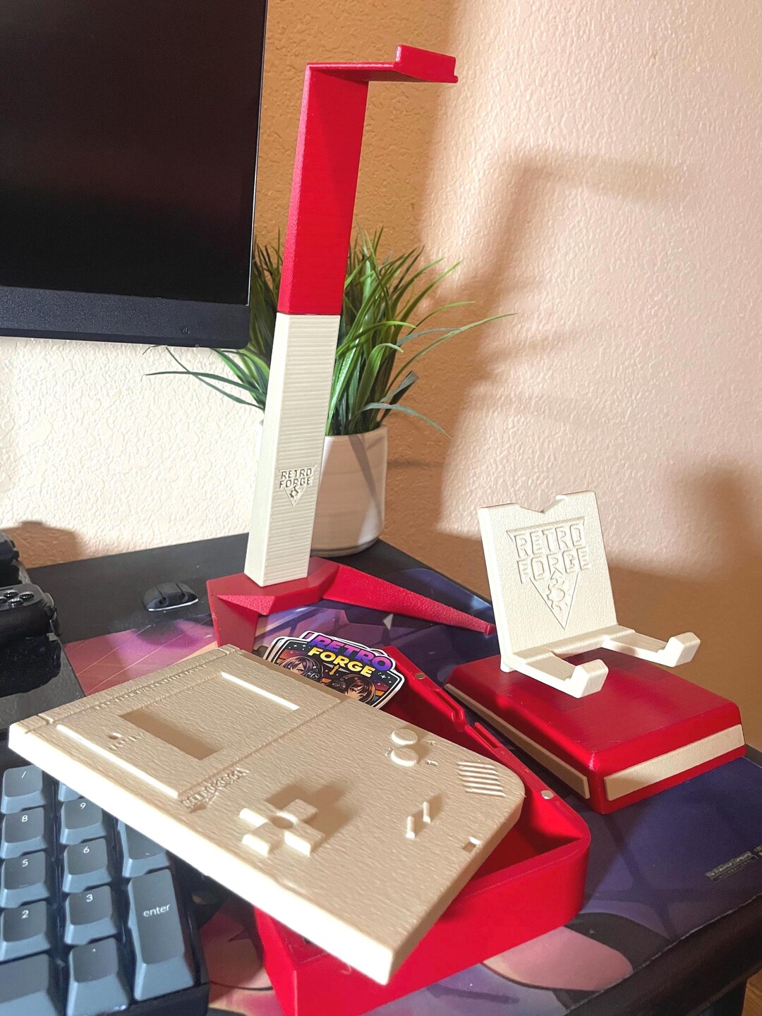 Retroforge Gaming Desk Bundle | Controller Stand, Headphone Stand ...