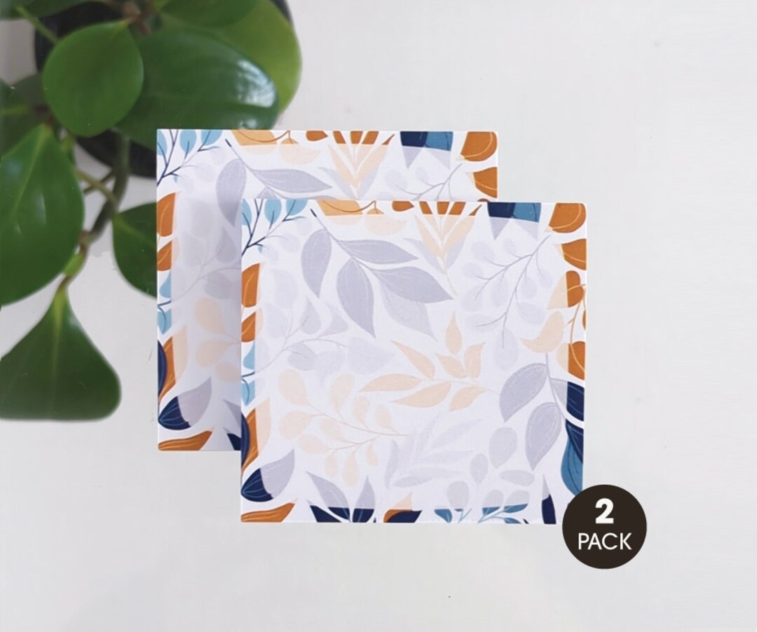 Botanical Sticky Notes: Blue & Yellow Floral Design (2 or 4 Pack) - Etsy