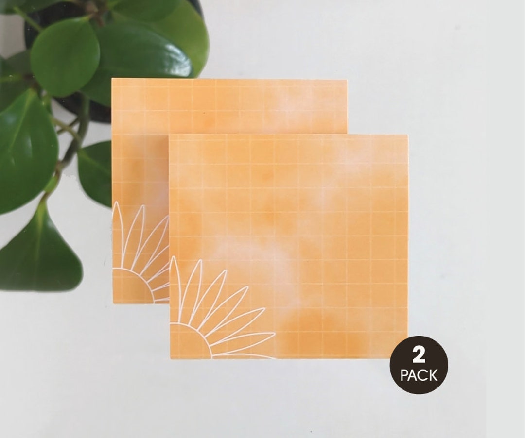 Sunflower Grid Sticky Note: Floral Watercolor Stationery (pack of 2 or ...