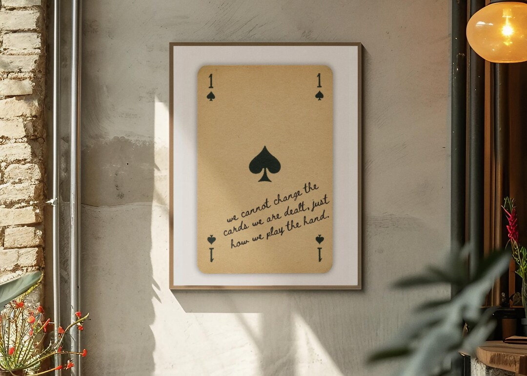 Vintage Playing Card Poster, Motivational Quote Wall Art, Neutral Retro ...