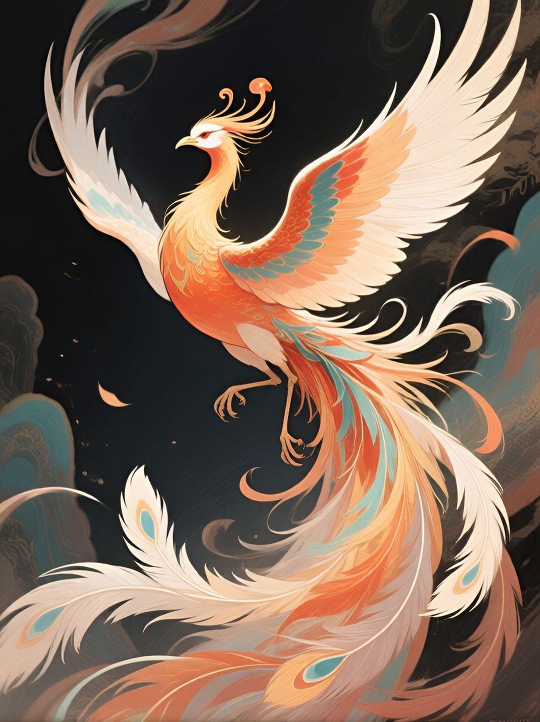 5 Style Chinese Phoenix Digital Oil Painting | Rebirth Mythical Bird ...