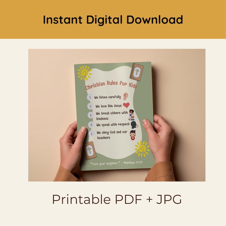 Christian Rules for Kids | Listening Ears Kind Hearts Poster (digital ...