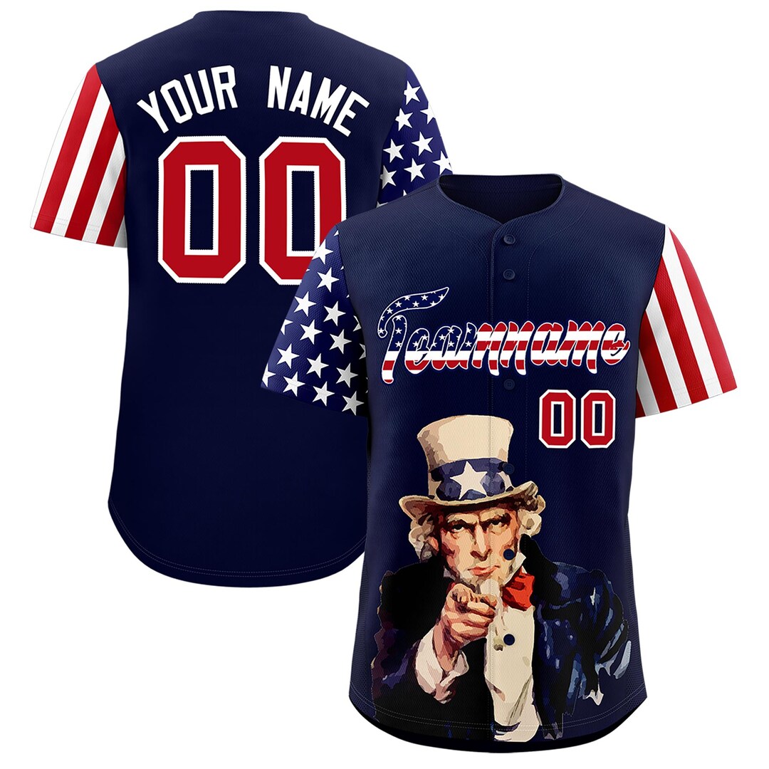Custom Uncle Sam Baseball Jersey: Vintage Americana, Personalized Gift ...