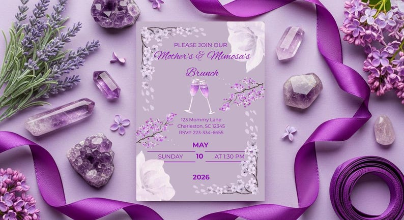 Mother's Day Brunch Invitation | Mimosa Party Editable Template ...
