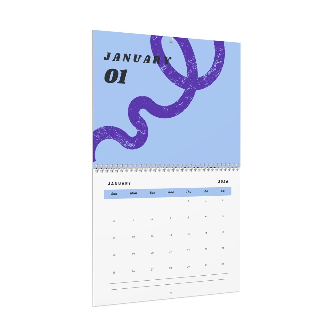 2026 Blue Wall Calendar | Modern Minimal Abstract Art | Calm Neutral ...