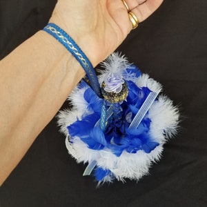 Royal Blue Periwinkle and White Wristlet Nosegay Posy Handheld Clutch ...