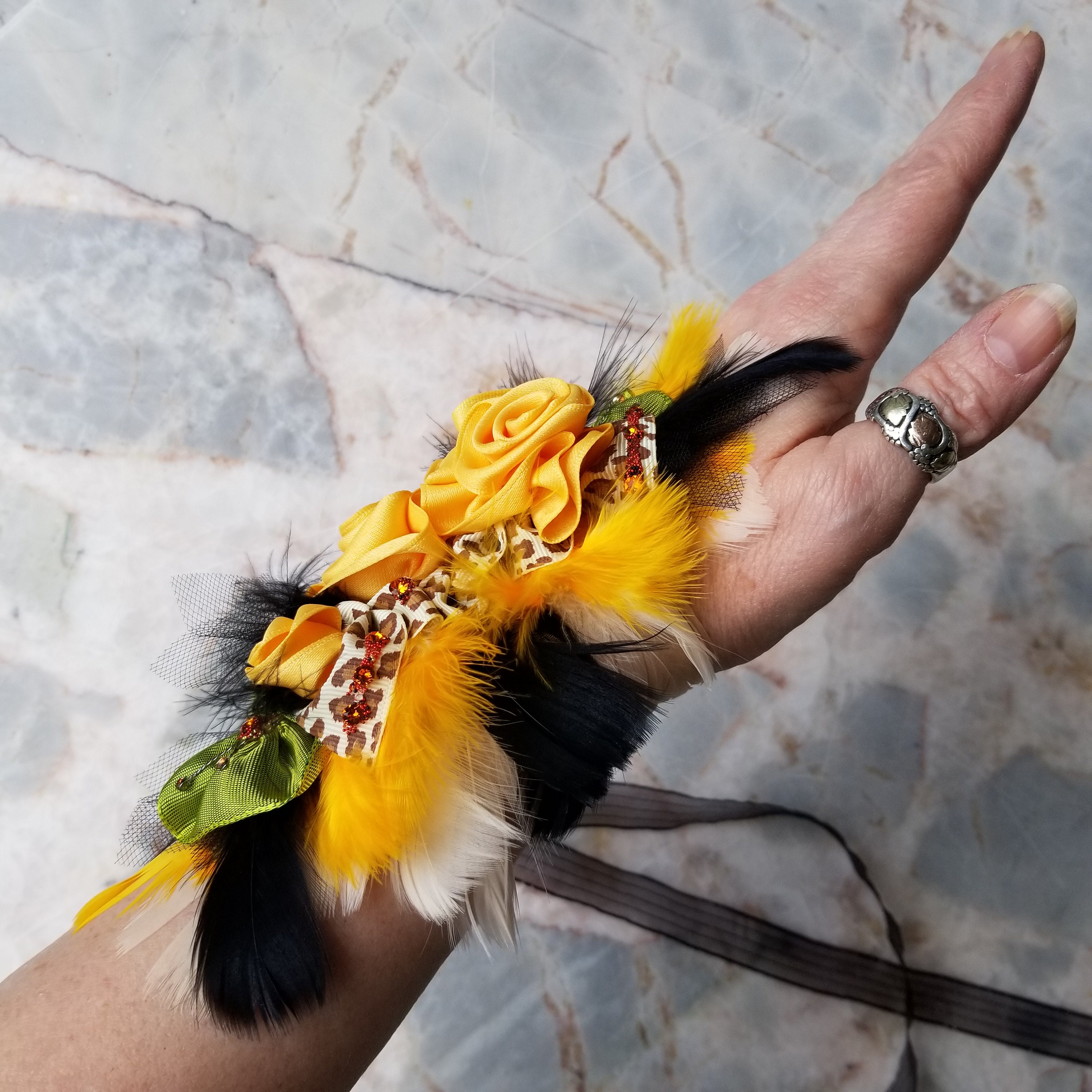 Exquisite Wrist Corsage. Buttercup Duchesse Satin, Leopard Print ...