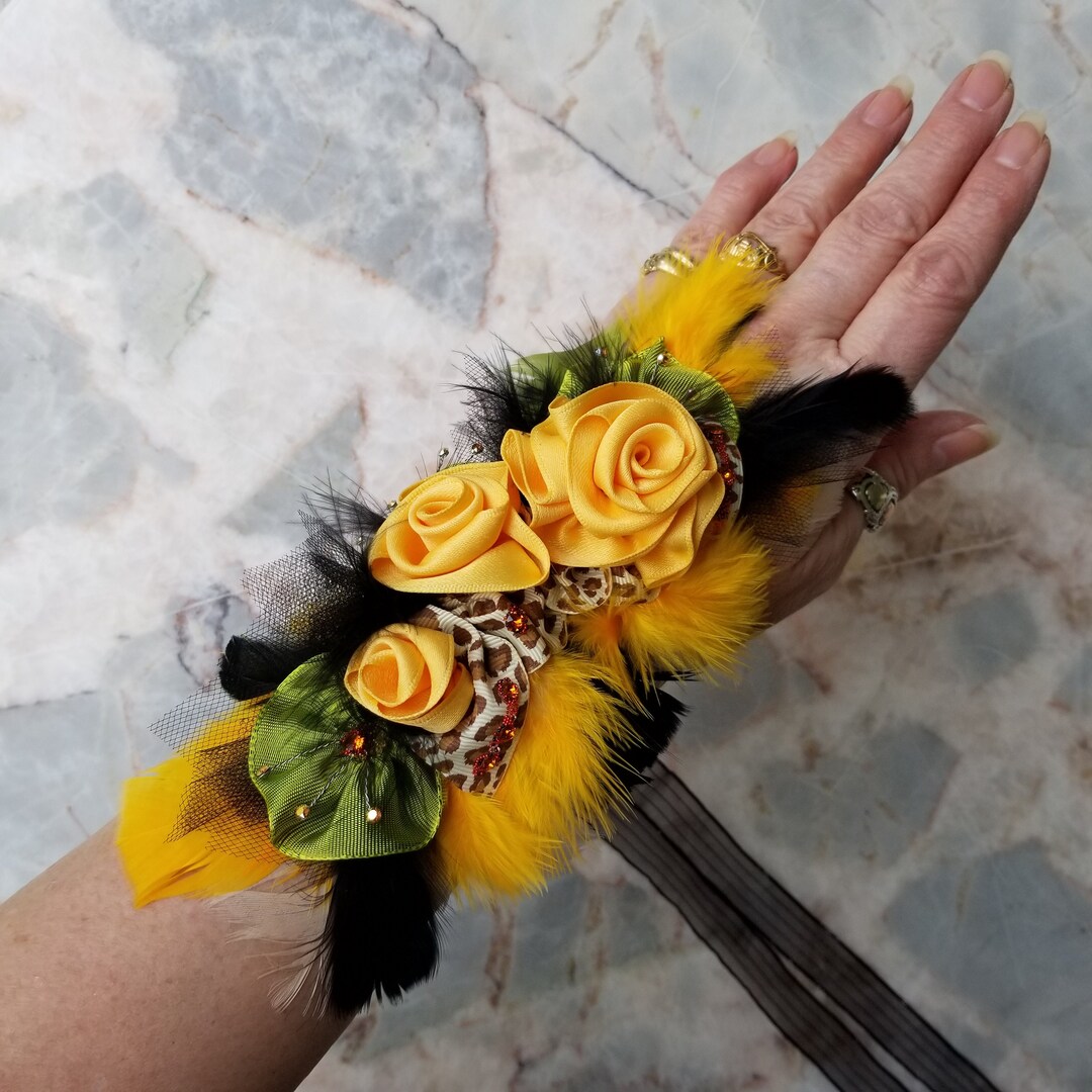 Exquisite Wrist Corsage. Buttercup Duchesse Satin, Leopard Print ...