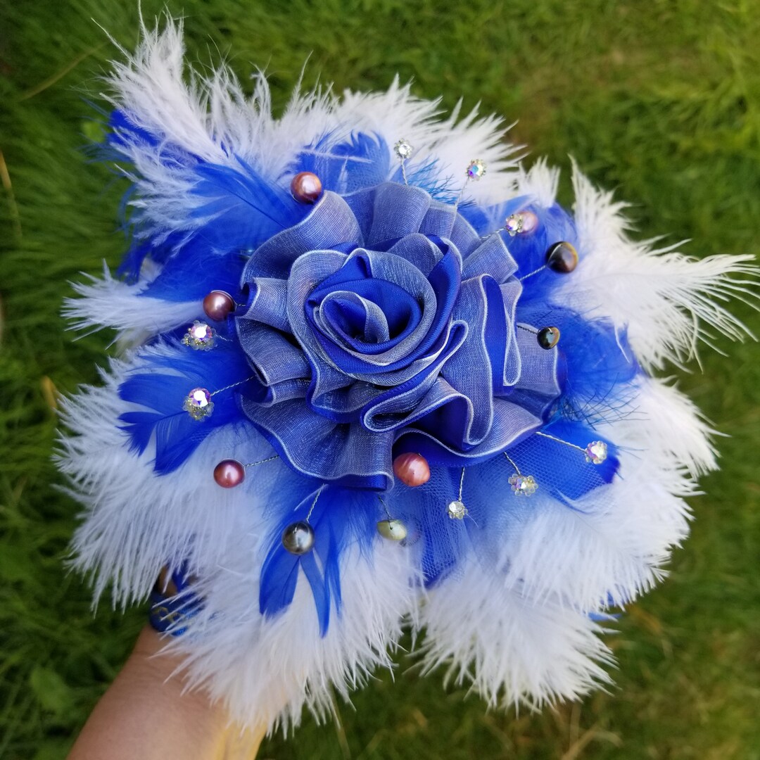 Royal Blue Periwinkle and White | Wristlet Nosegay Posy Handheld Clutch ...