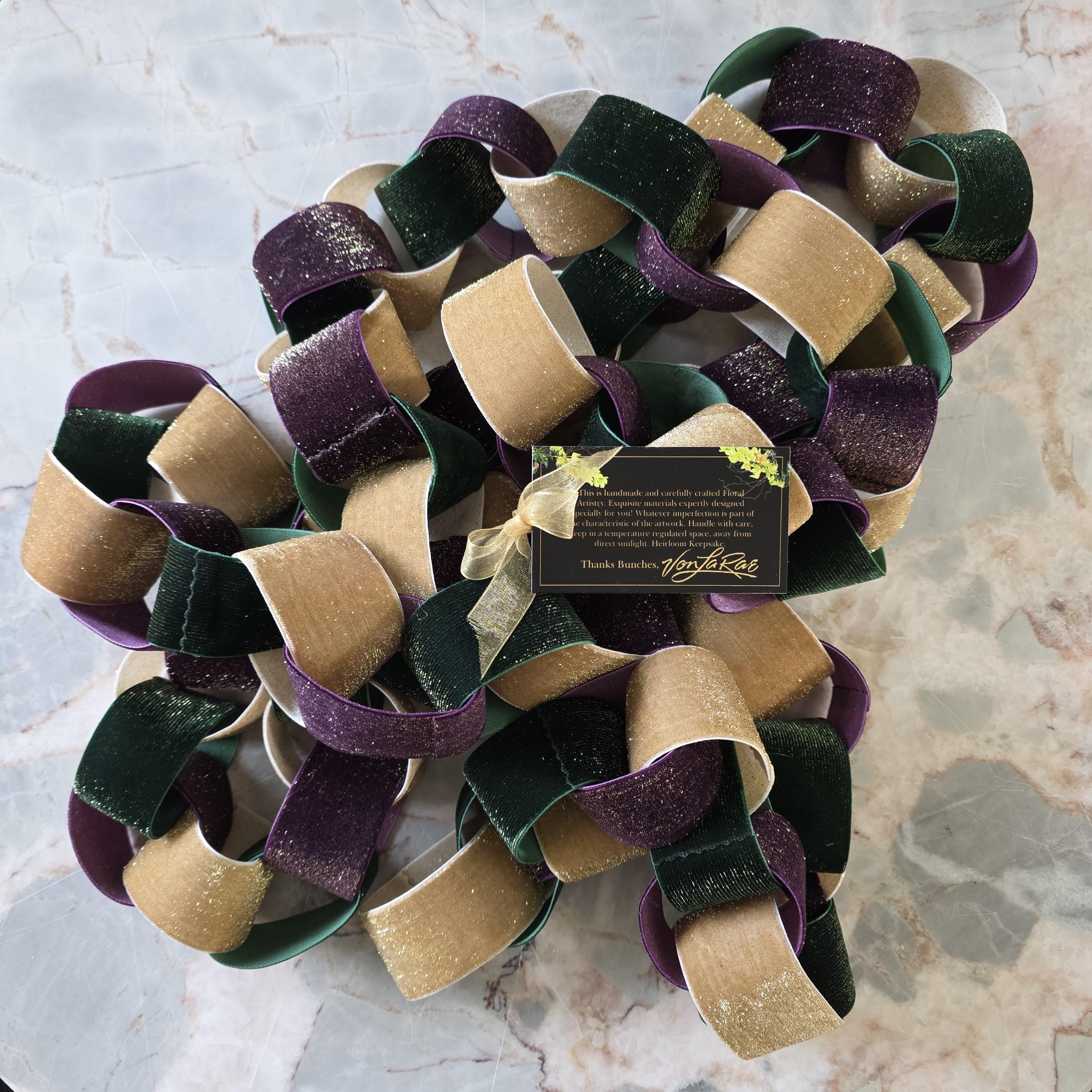 Mardi Gras Chain Garland: Vintage Velvet Shimmer Glitter Ribbons - Etsy