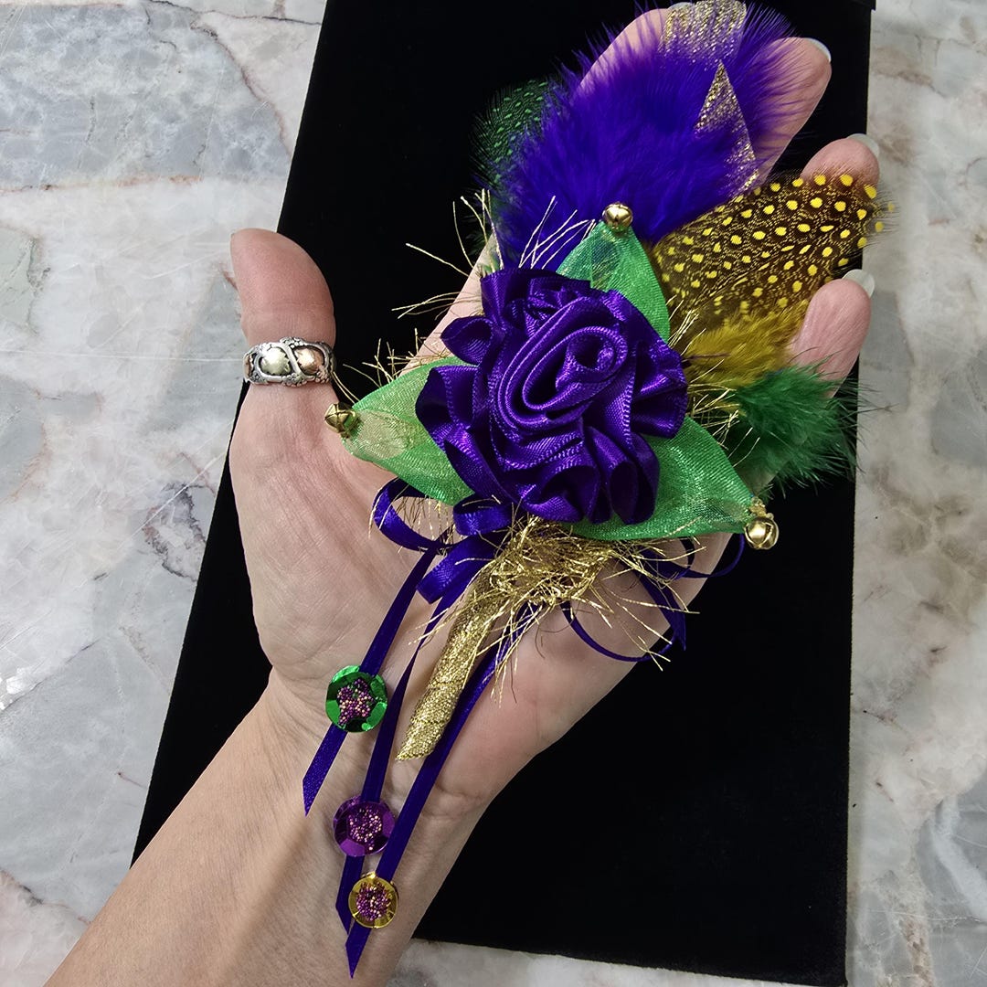 Mardi Gras Lapel Pin: Purple Rose, Sequins, Feathers - Etsy
