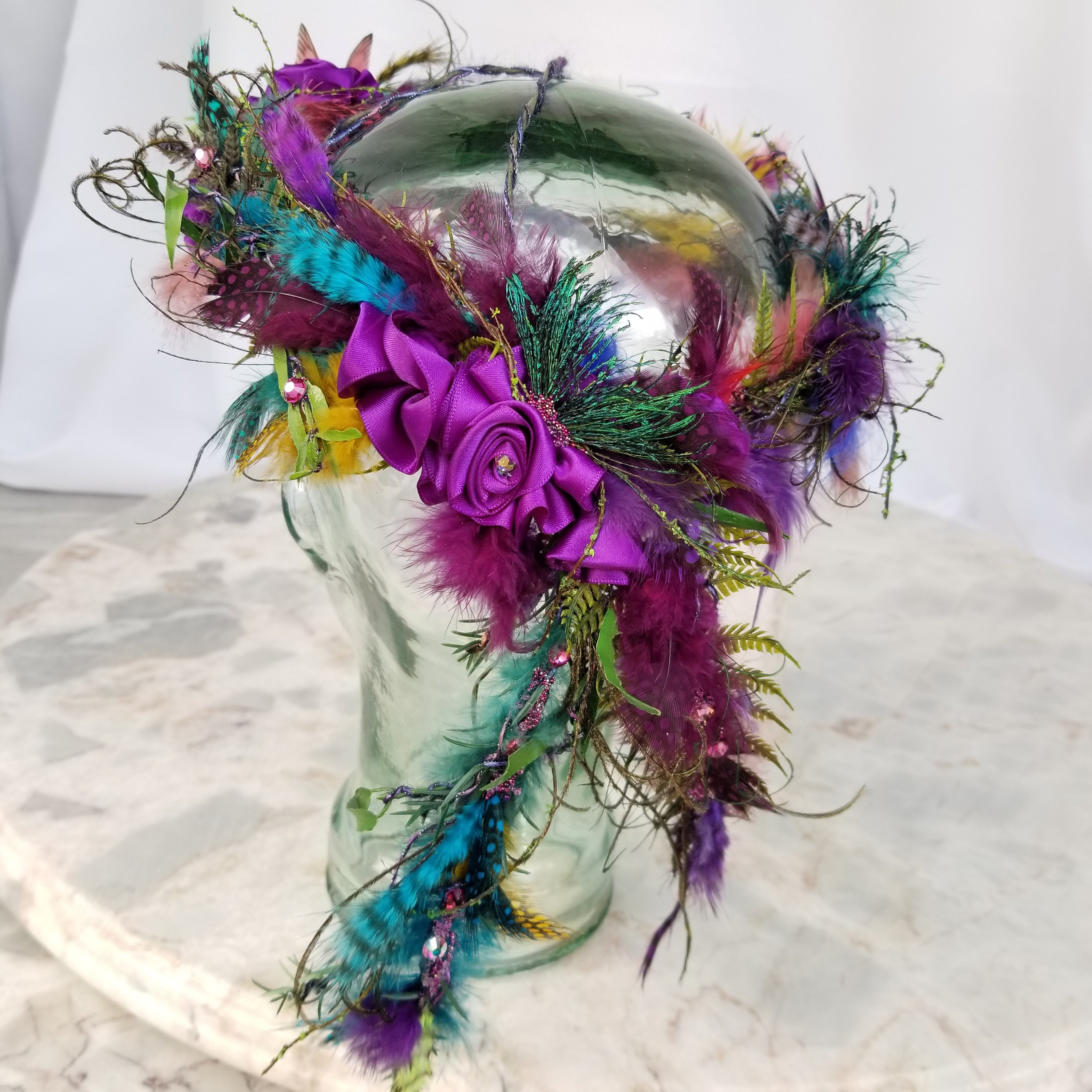 Flower Crown/headdress Fairy Forest Theme Wedding Butterflys Feathers ...