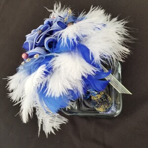 Royal Blue Periwinkle and White Wristlet Nosegay Posy Handheld Clutch ...