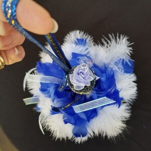 Royal Blue Periwinkle and White Wristlet Nosegay Posy Handheld Clutch ...
